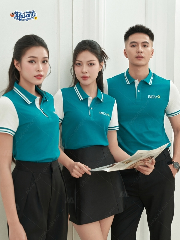 Mẫu Áo Đồng Phục Màu Xanh Lý BIDV